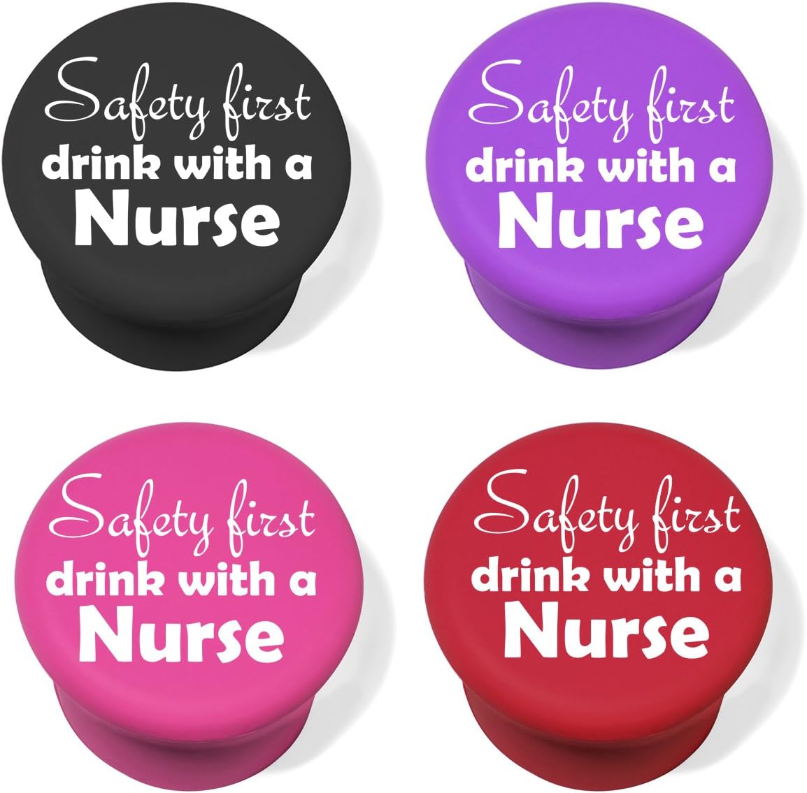 Amazon.com: Silicone Wine and Beverage Bottle Stopper Set of 4 Funny ...