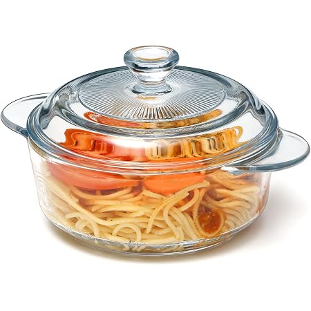 Amazon.com: Small Glass Casserole Dish With Glass Lid Round Glass ...
