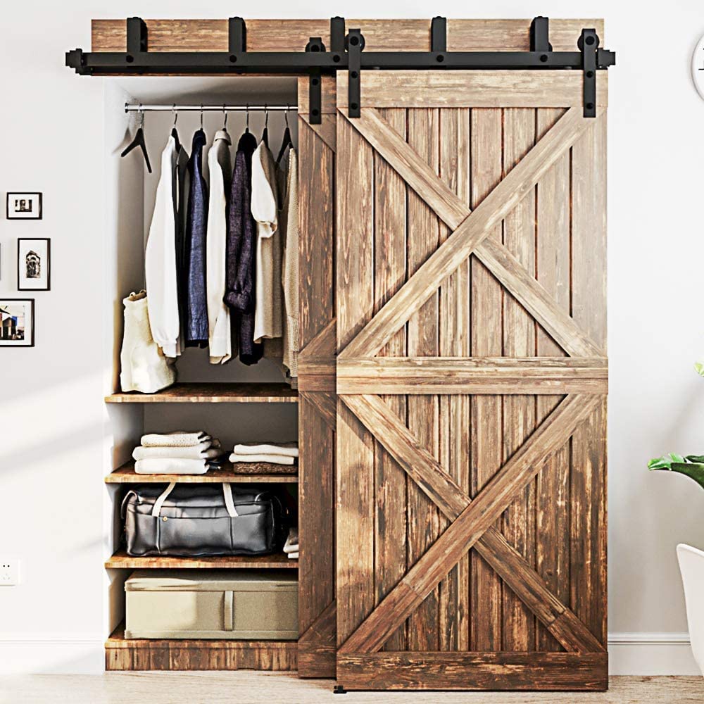 Snapklik.com : WINSOON 4FT-16FT Metal Sliding Bypass Barn Wood Door ...