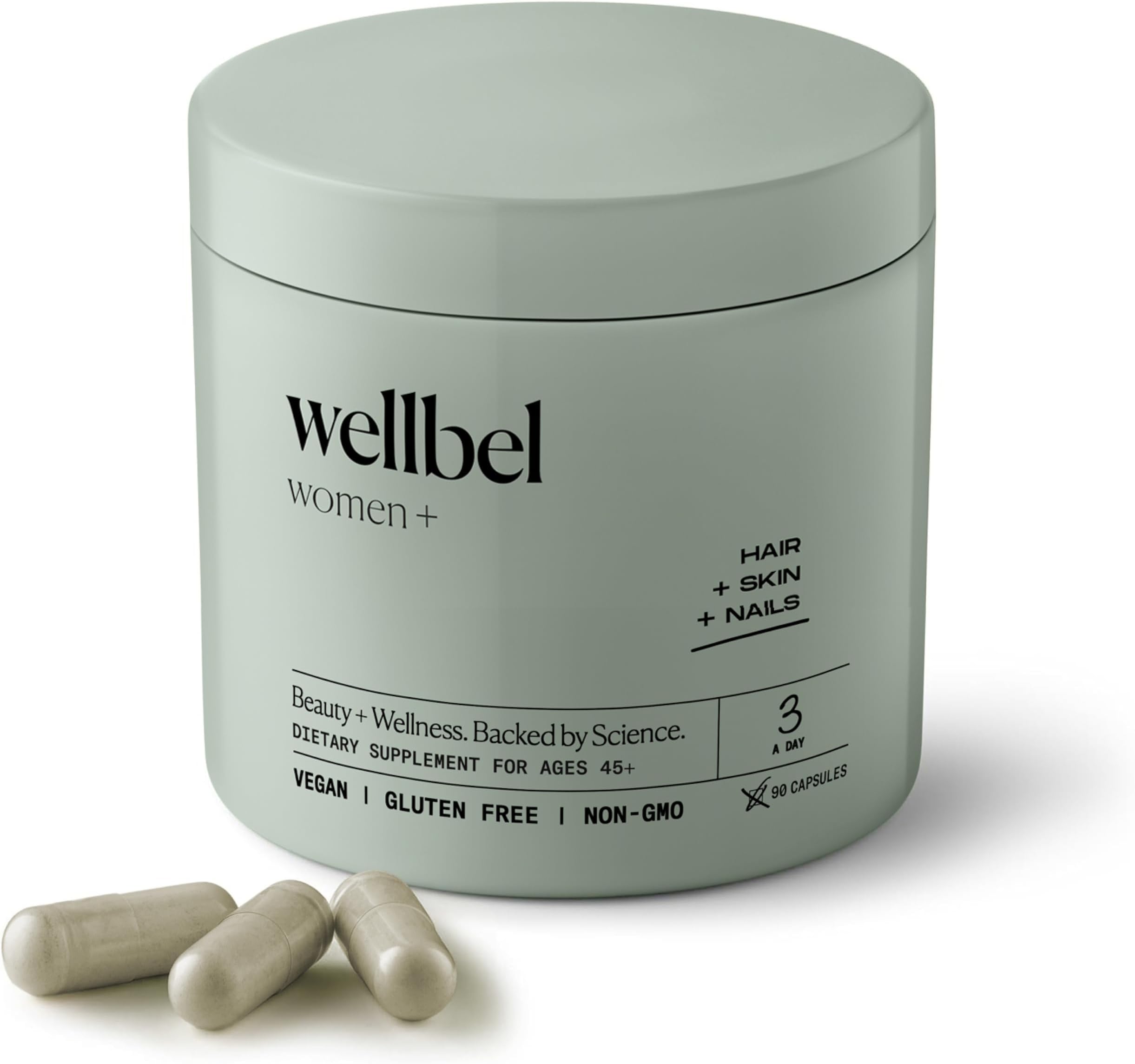 Amazon.com: WELLBEL Women + Clean Supplement for Hair, Skin, and Nails ...