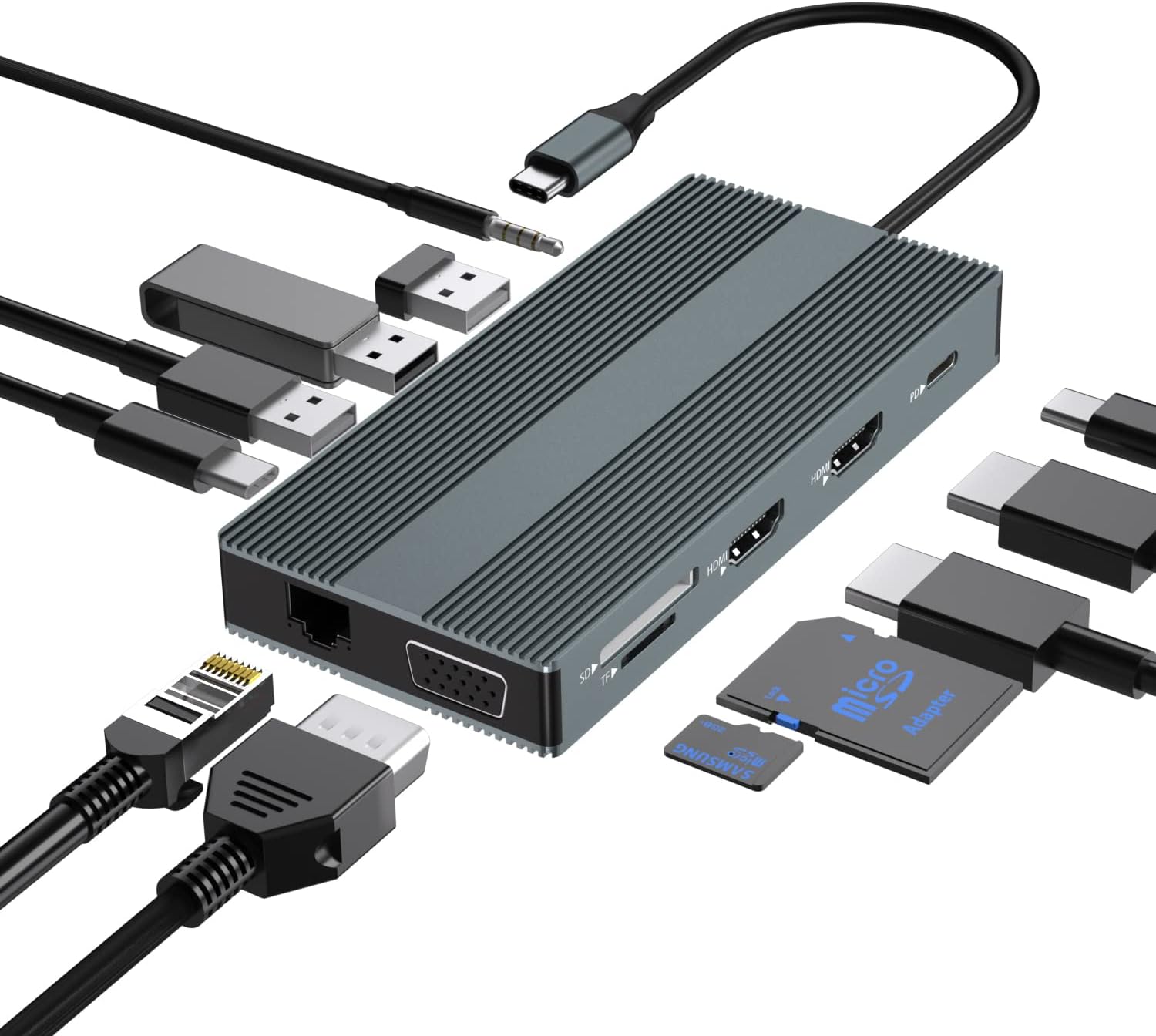 Amazon.com: Docking Station,12 in 1 USB C Hub Dual Monitor,Triple ...