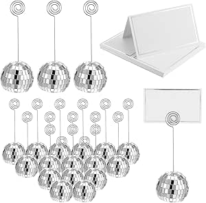 HaiFafafaing 60 Pcs Silver Disco Ball Table Number Holders, Place Card ...