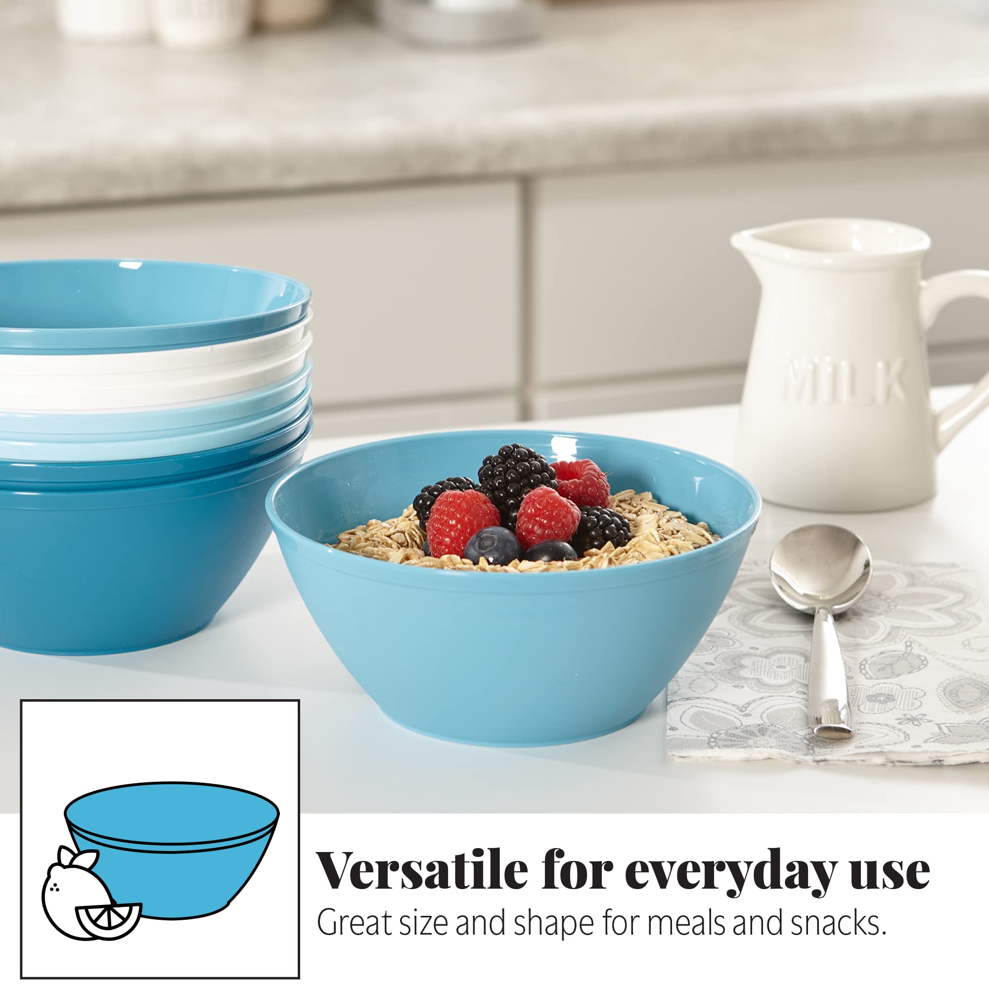 Snapklik.com : US Acrylic Unbreakable 28 Oz. Plastic Stackable Cereal Bowls For Snacks & Ice ...