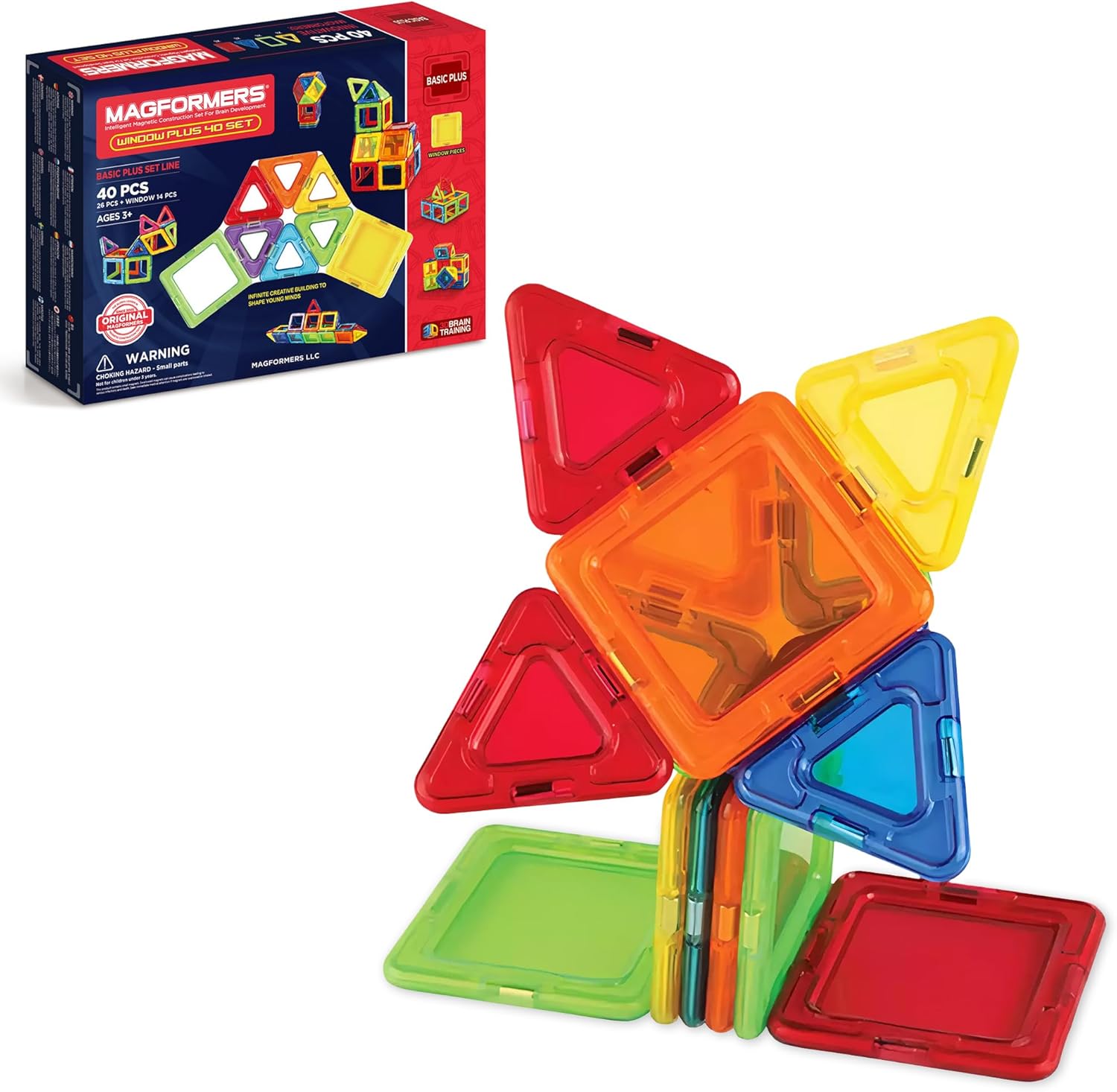 Amazon.com: Magformers Window Plus 40 Pieces Rainbow Colors ...