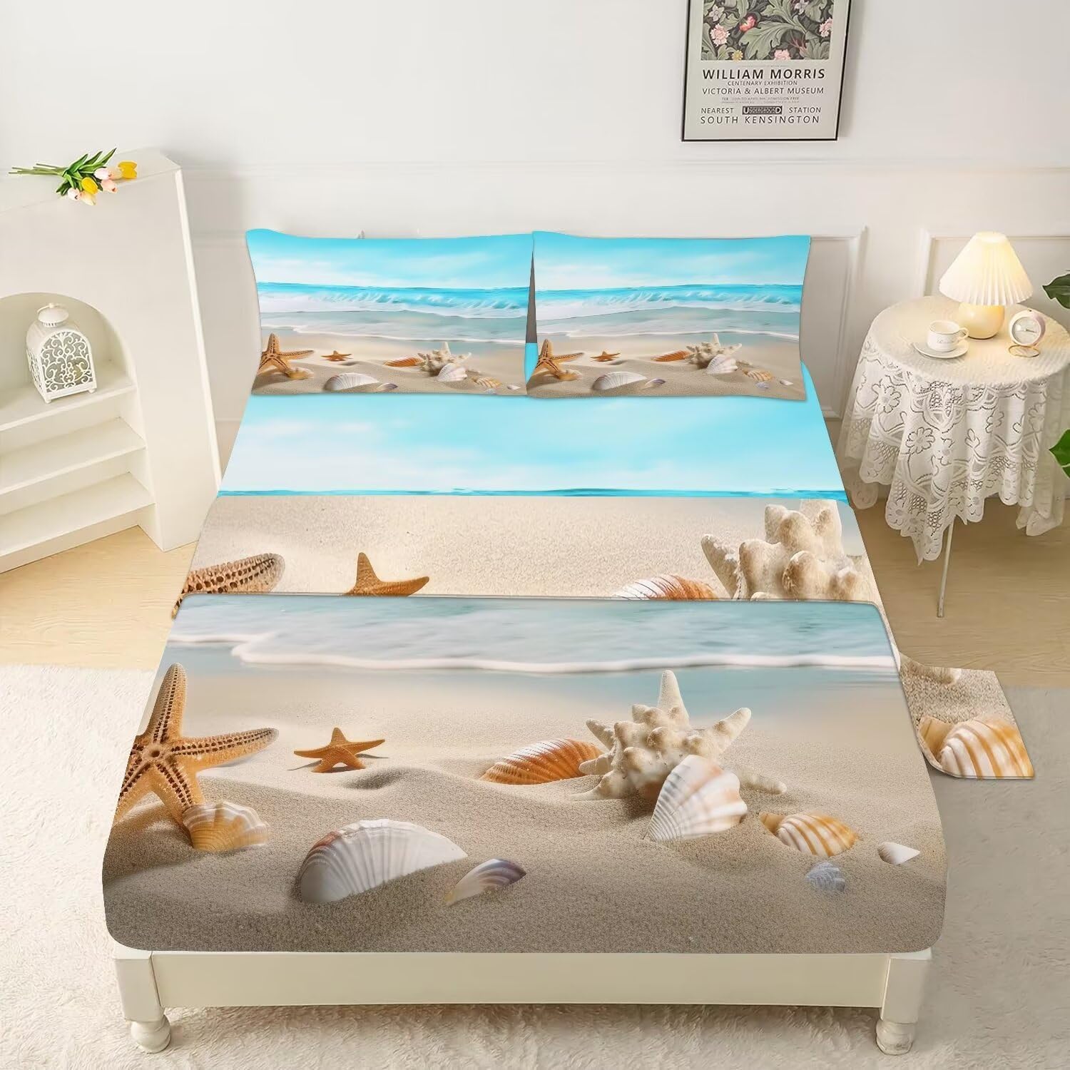 Amazon.com: FUYEUN Ocean Bed Sheets Sets Full Beach Fitted Sheets ...