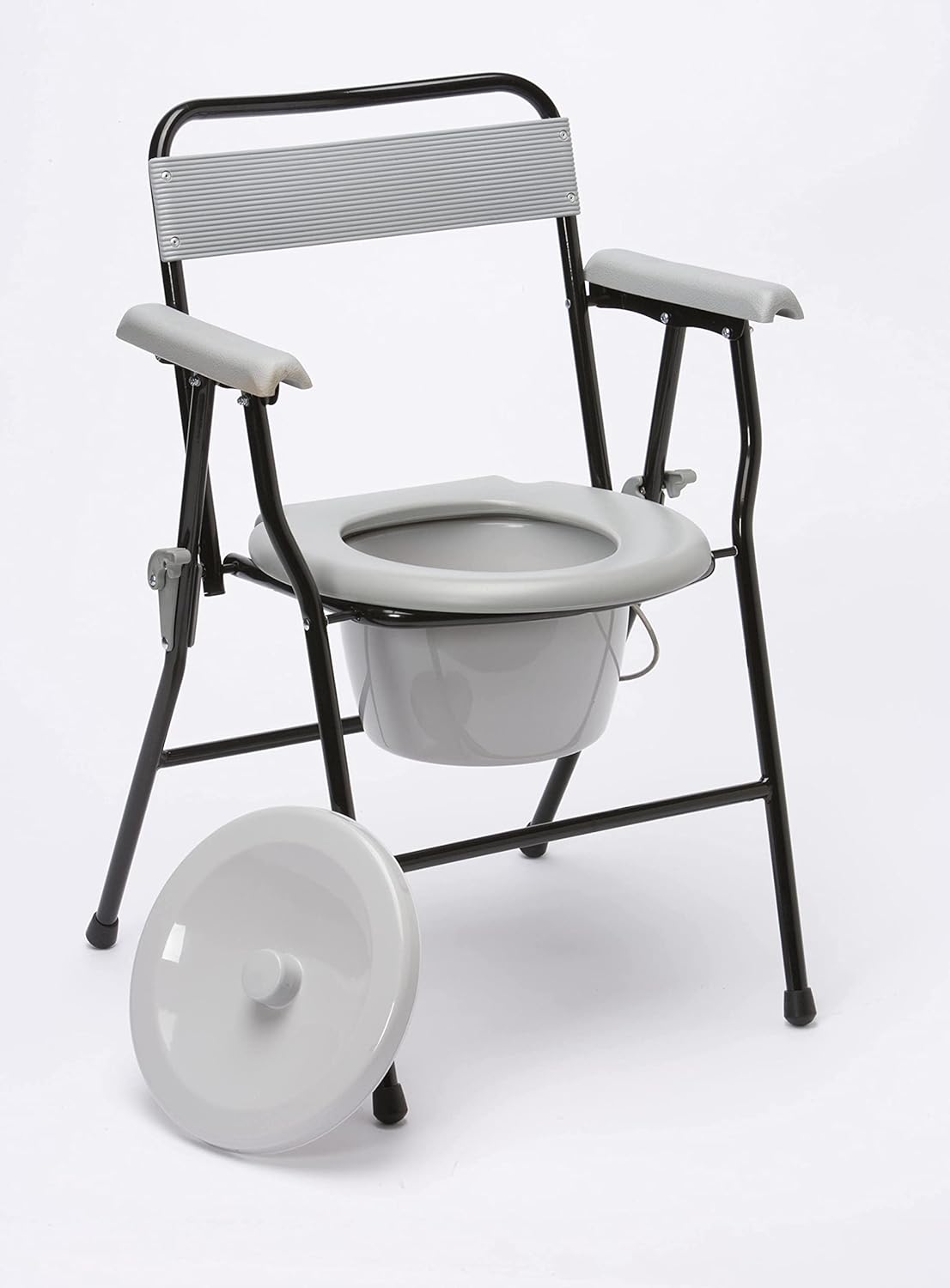 NRS Healthcare Folding Portable Non Slip Commode, Medium, Grey and ...