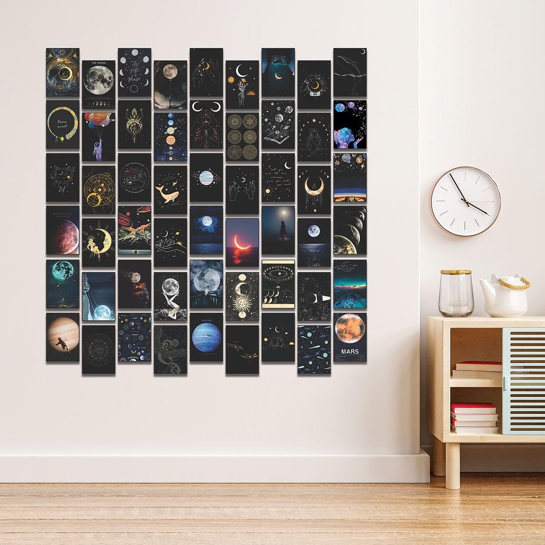 CVANU 54pcs Space & Moon Aesthetic Printed Poster Wall Collage Kit with ...