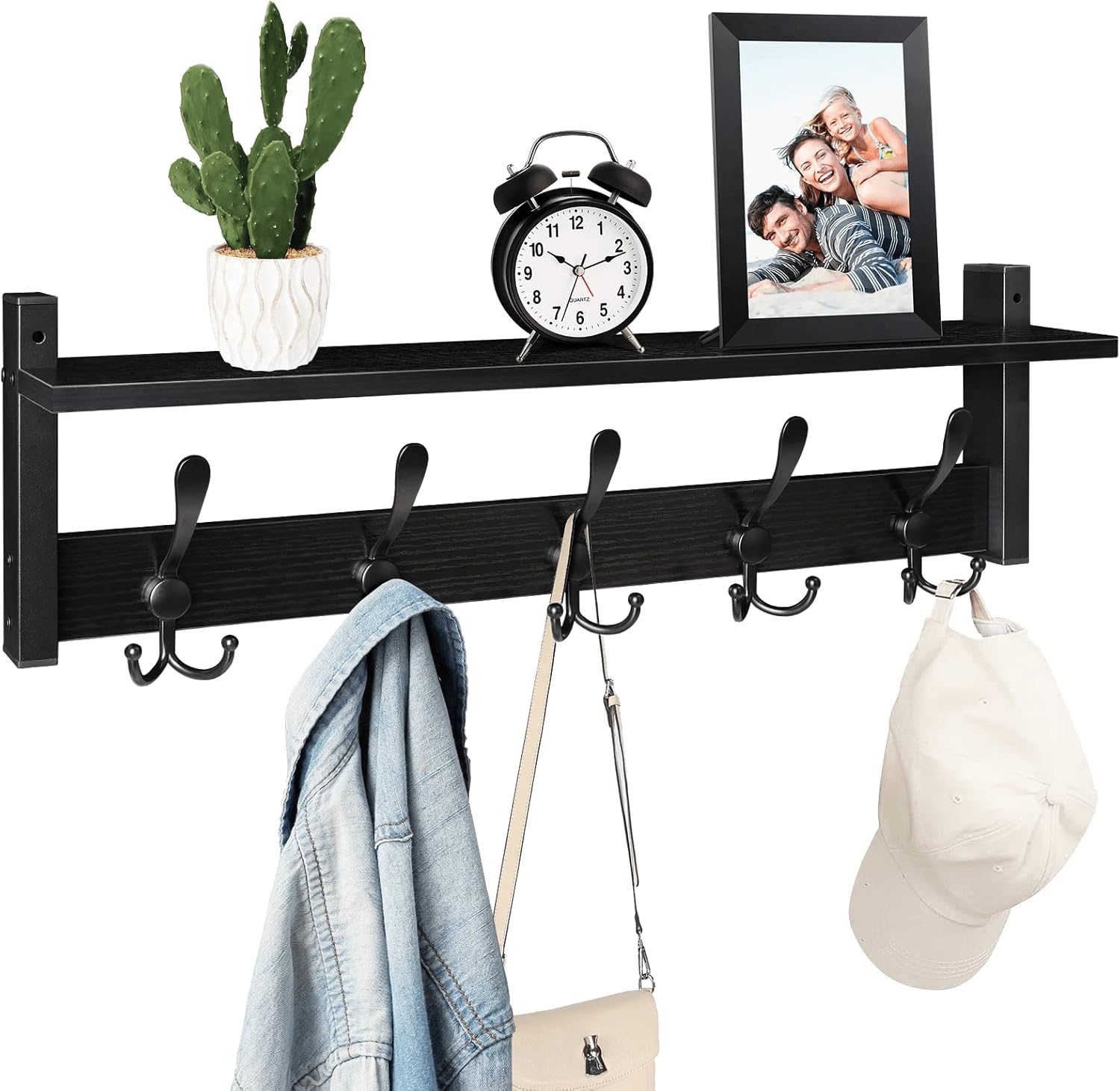 Amazon.com: Homode Coat Rack with Shelf, 24" Coat Hooks Wall Mounted ...