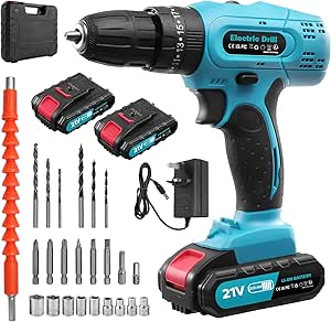 Electric Screwdriver, Max 50Nm Torque Cordless Screwdriver 2000mAh 21V ...