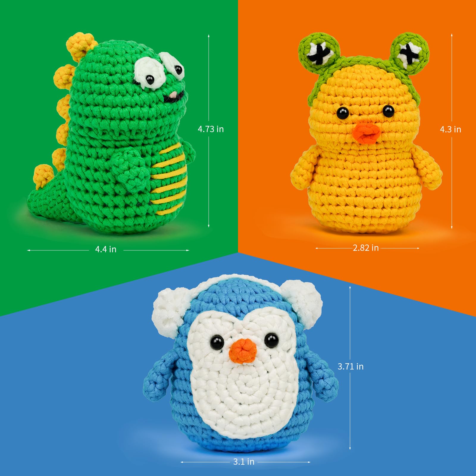 Snapklik.com : Dowsabel Crochet Kit For Beginners, 3 Pattern Animals ...