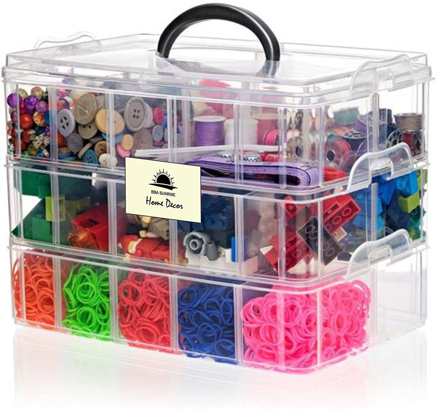 Amazon.com: BBA SUNRISE Snap Cube Stackable Arts & Crafts Case, 3-Tier ...