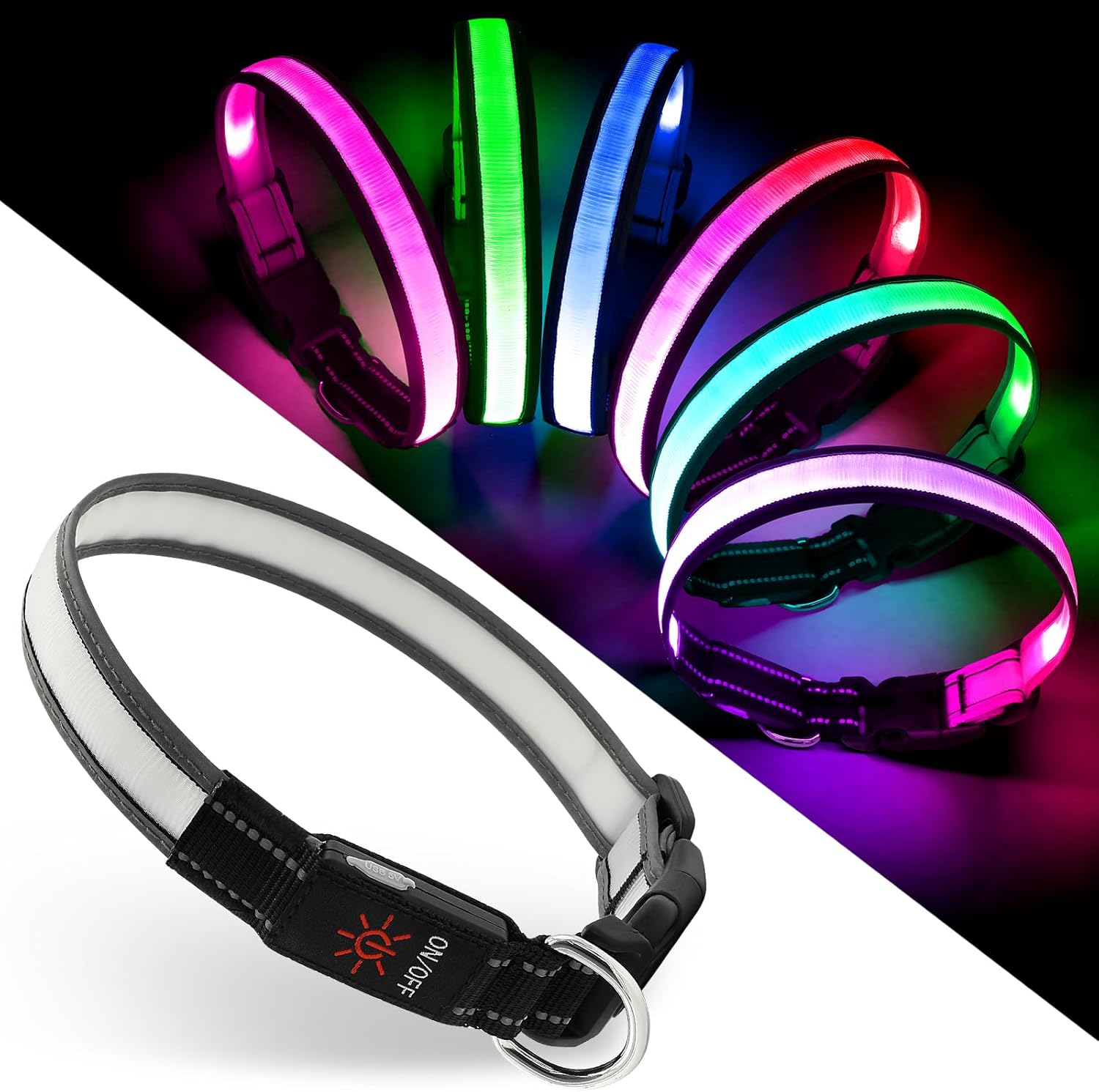 Amazon.com : Light Up Dog Collar, Multicolor LED Dog Collar with 7 ...
