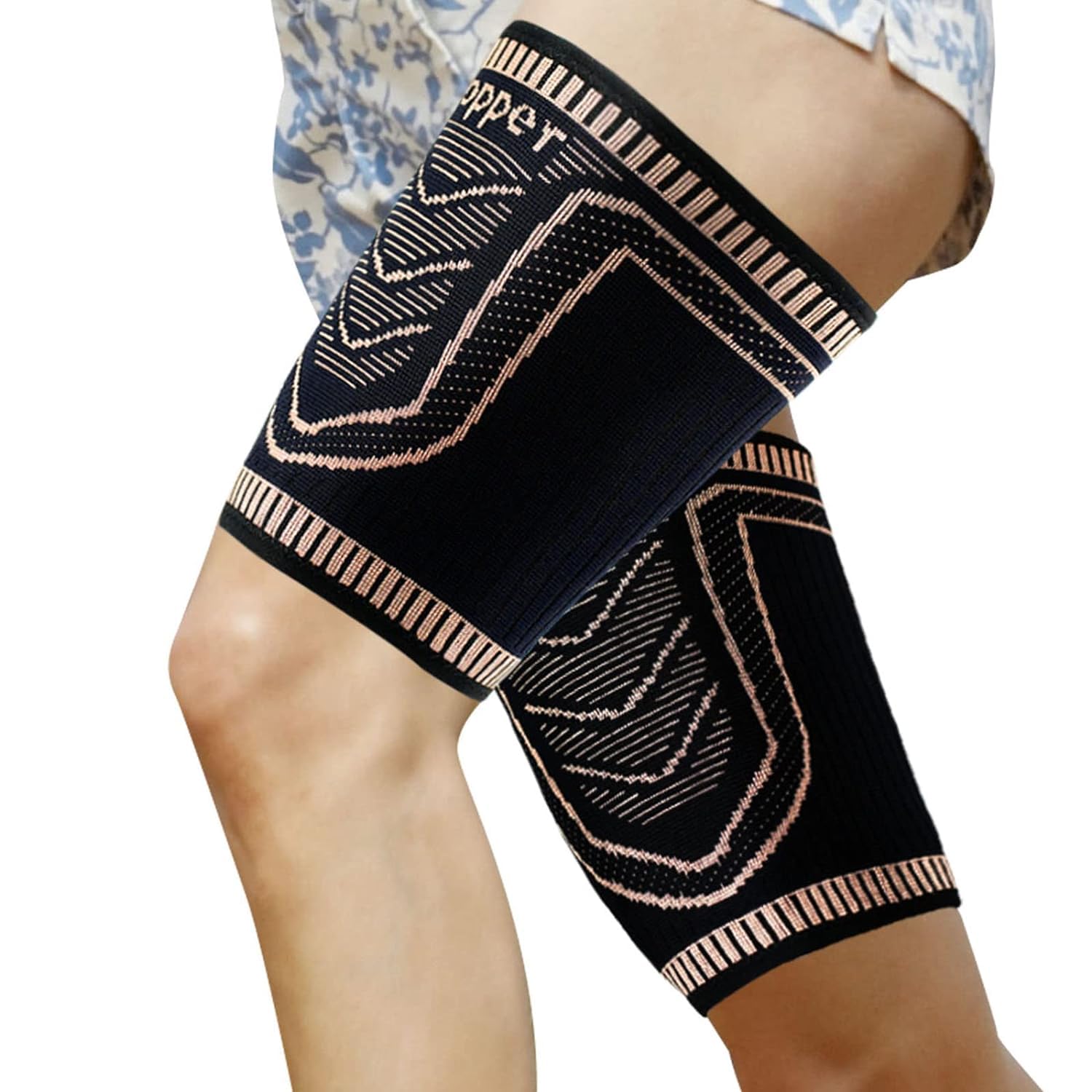 VLELA Copper Thigh Compression Sleeve Hamstring Support - Quad and ...