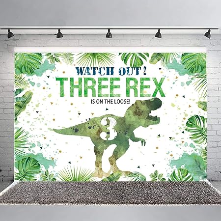 Amazon.com : Hilioens 7×5ft Three-rex Birthday Backdrop for Boys ...