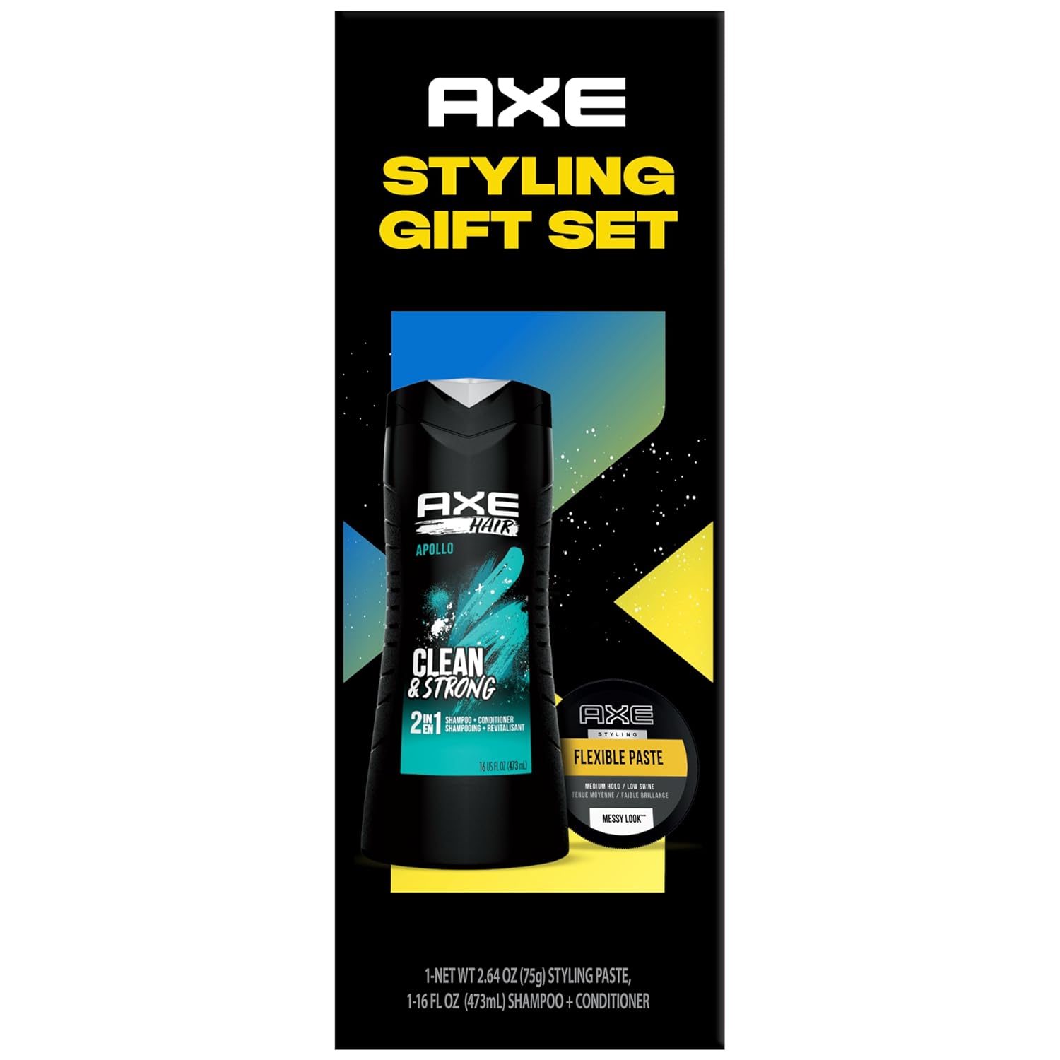 Amazon.com: AXE Men’s Hair Styling Set – Apollo Clean & Strong 2-in-1 ...