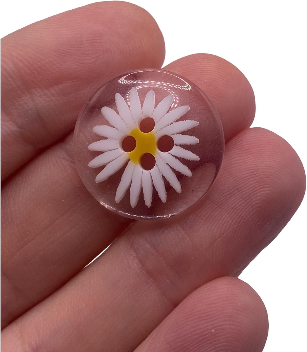 KnitForLess Clear Resin Daisy Flower Shaped Buttons, 20mm, 4 Hole, for ...