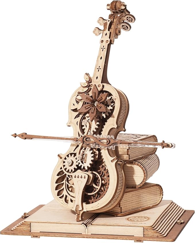 ROKR 3D Wooden Model Kits for Adult to Build Magic Cello Music Box ...