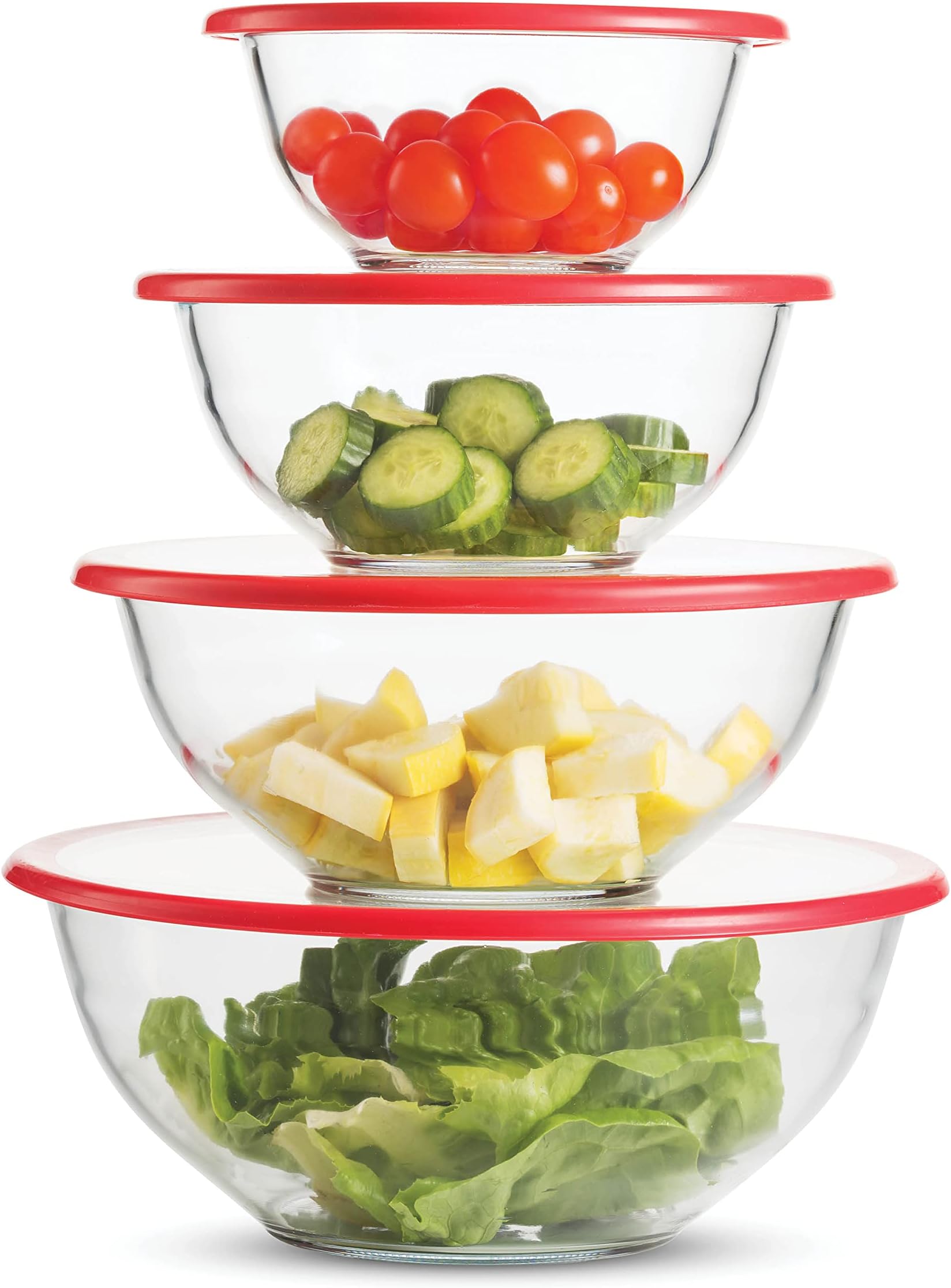 Amazon.com: Superior Glass Mixing Bowls Set with Lids - 8-Piece with ...