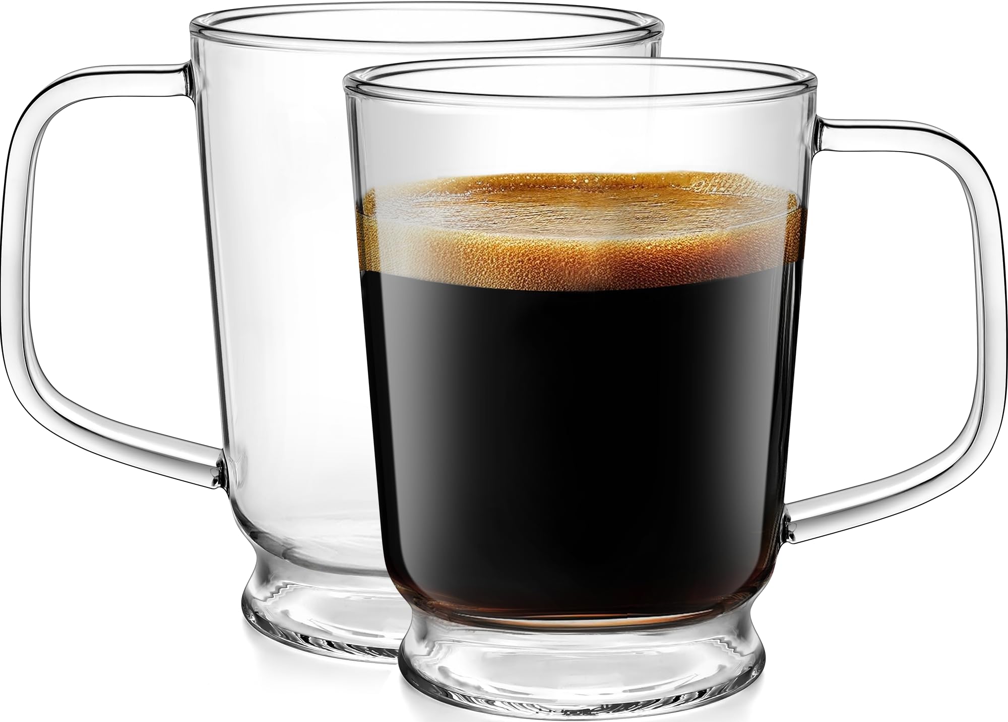 Amazon.com: Aquach Set of 2, 20-Ounce Glass Coffee Mugs with Handle ...