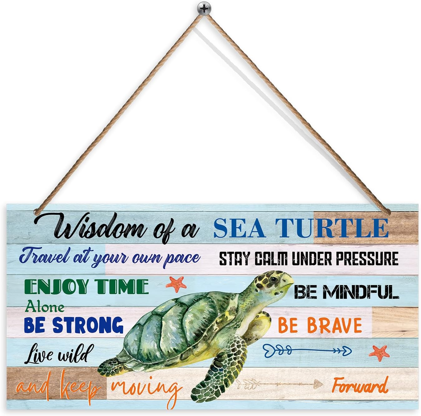 Amazon.com : Sea Turtle Wooden Hanging Sign, Sea Turtle Decor ...