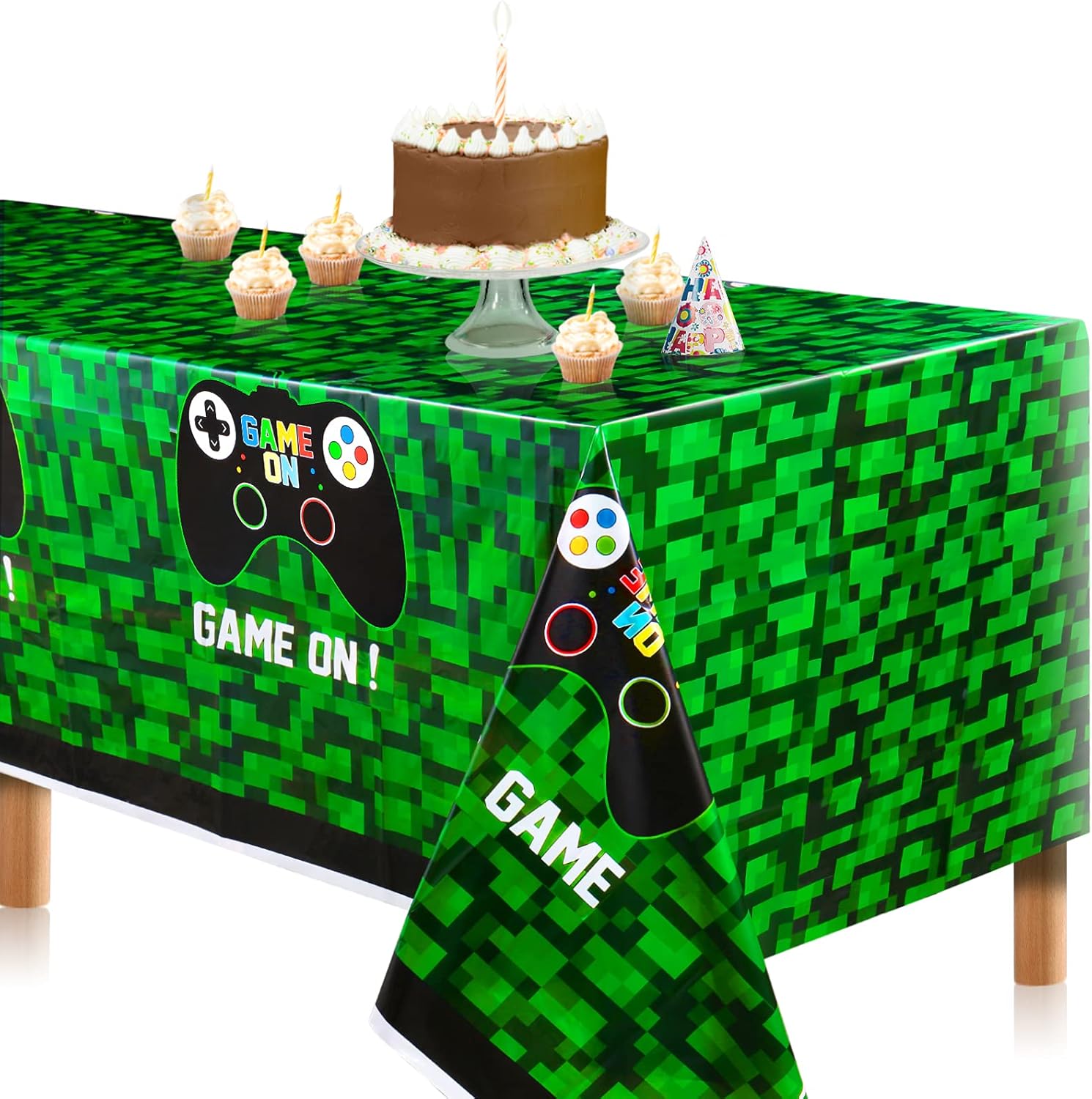 Amazon.com: Video Game Tablecloth,Extra-Large 108”x54” Disposable Gamer ...