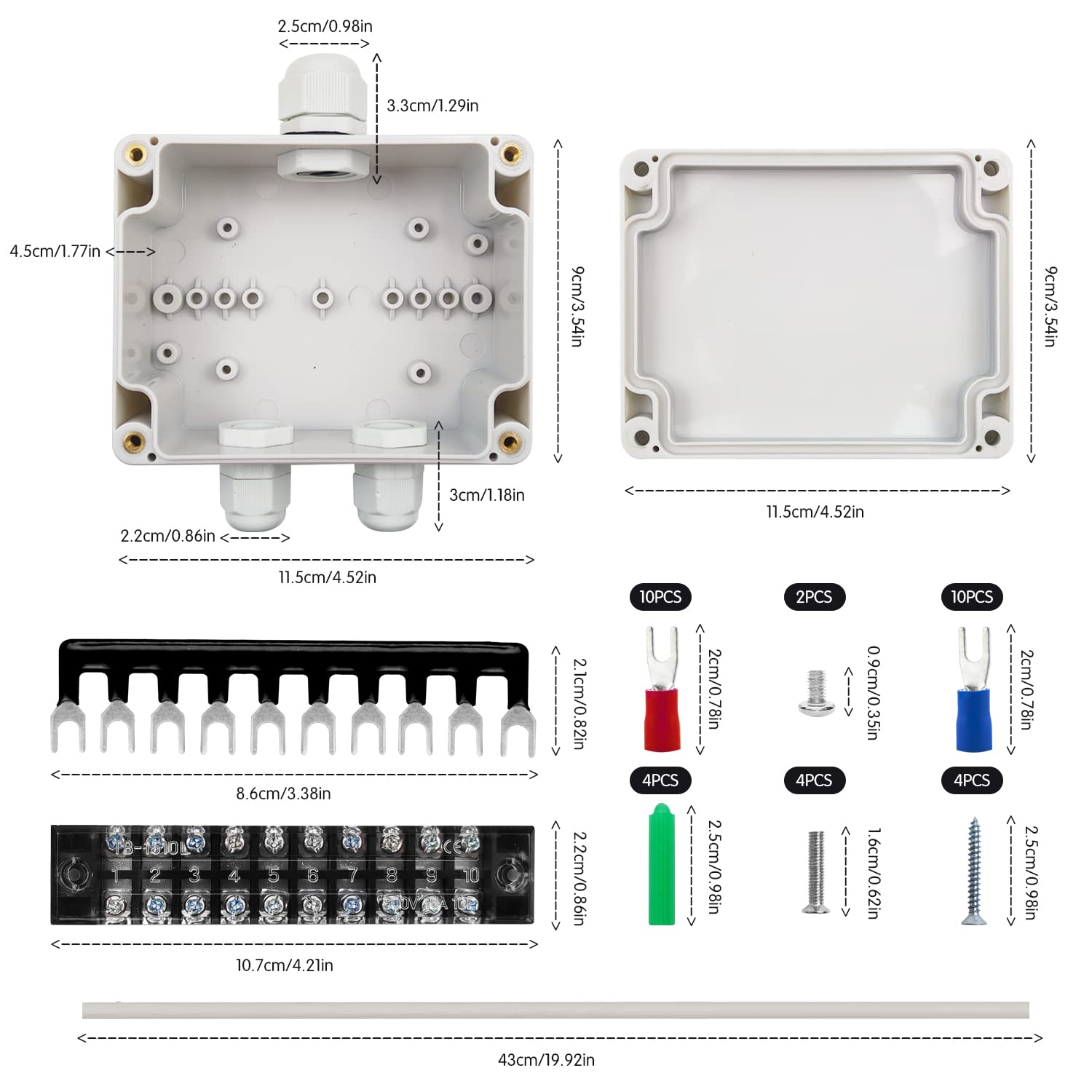 WACH AUF Waterproof Junction Box IP66 1 In 2 Out Junction Box With Din ...