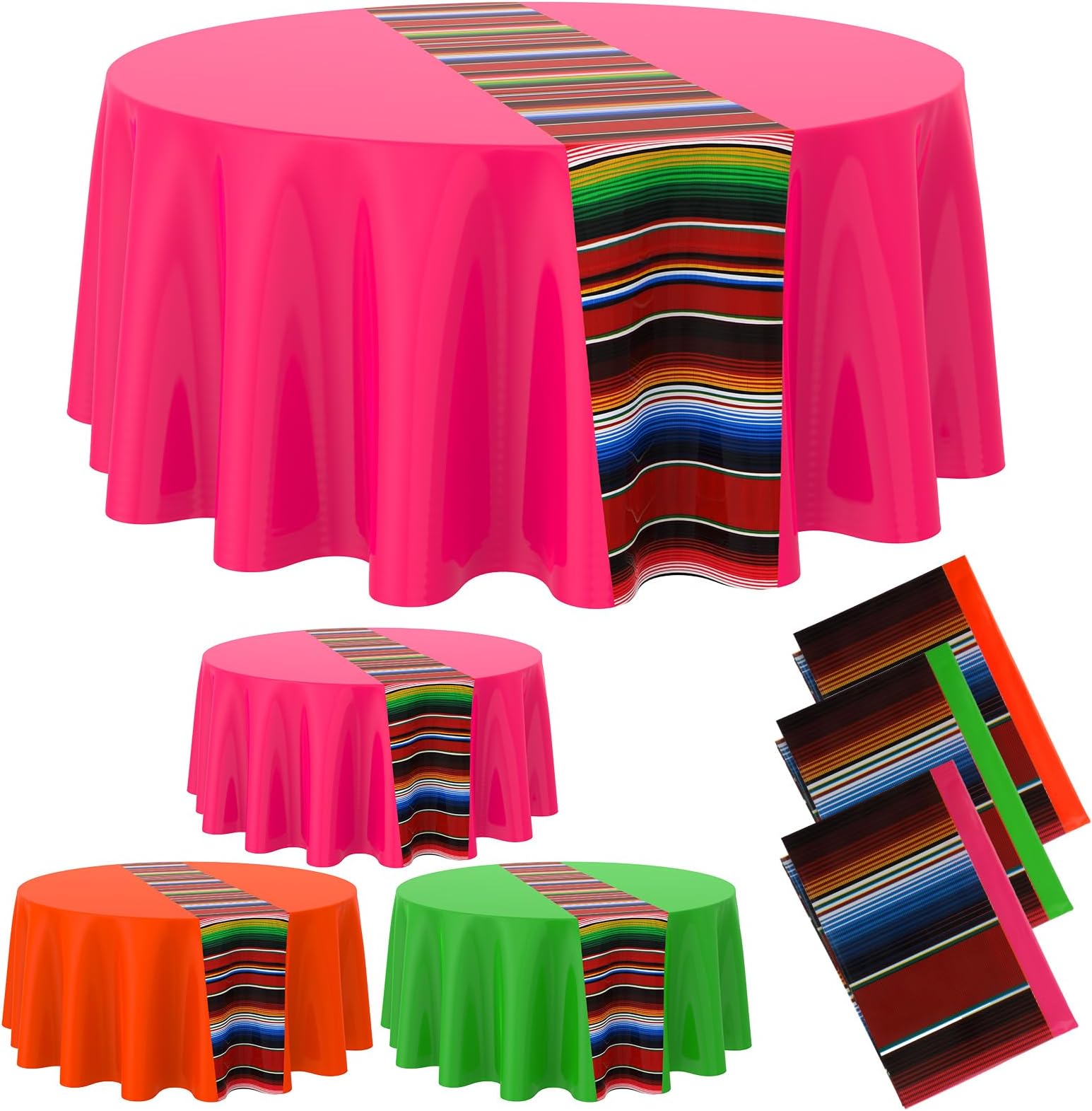 Amazon.com: Oudain Mexican Round Tablecloth 84 Inch Mexican Striped ...