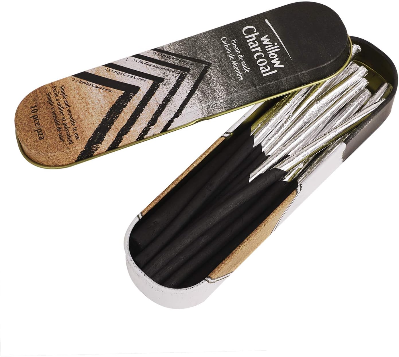 Amazon.com : Charcoals Sticks Artist Willow Charcoal Assorted 10 Sticks ...