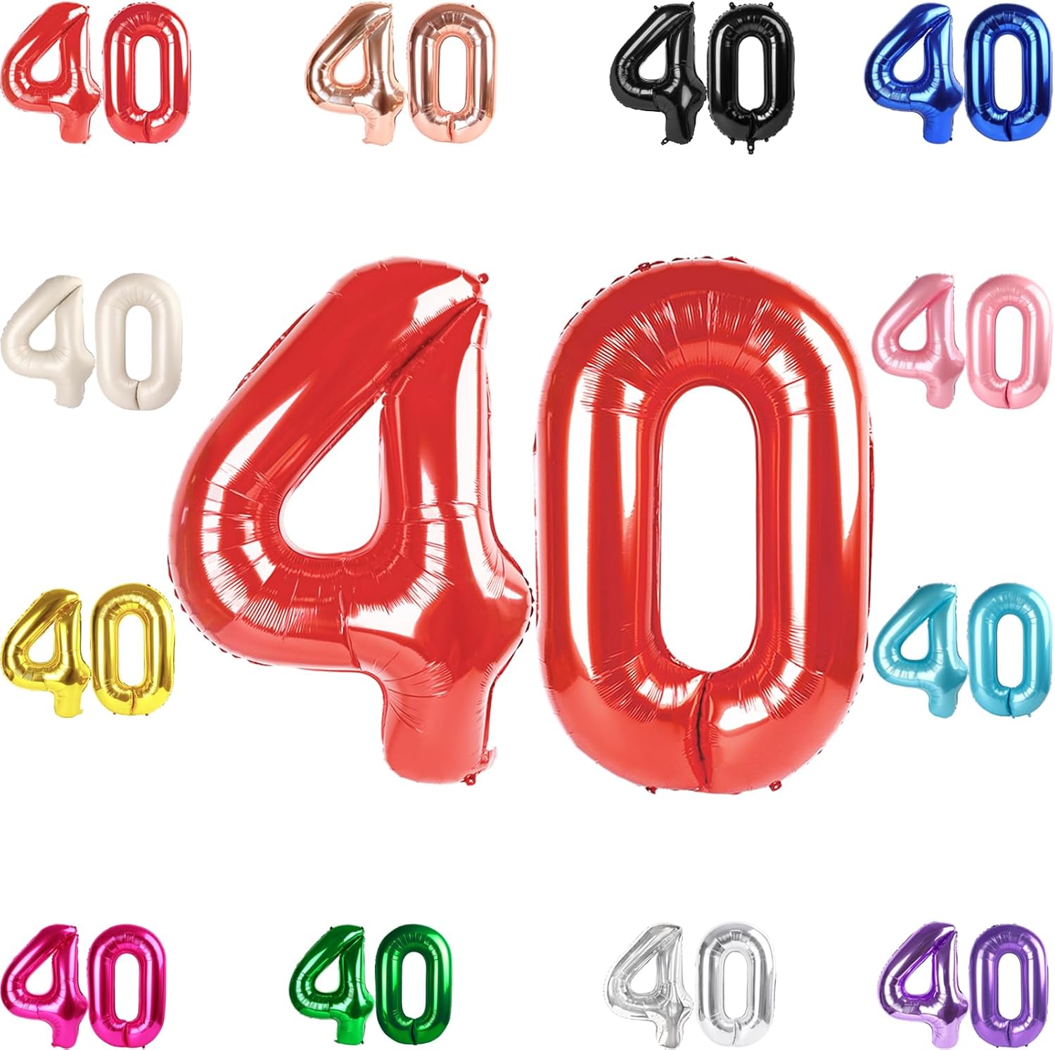Amazon.com: 40 Balloon Number, Red Number 40th Birthday Balloons 40 ...