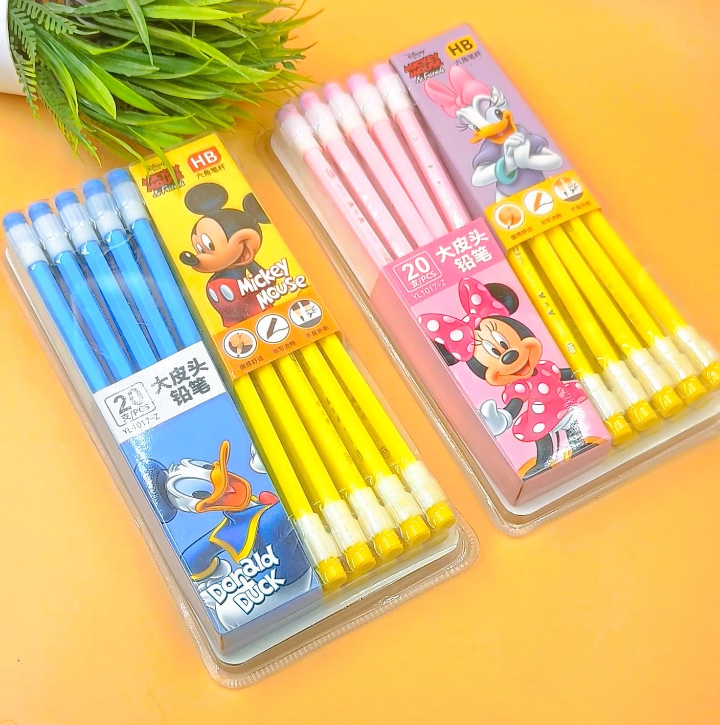 Disney Mickey Mouse Pencil Set with bottom erasers, 40pcs Cartoon Ink ...