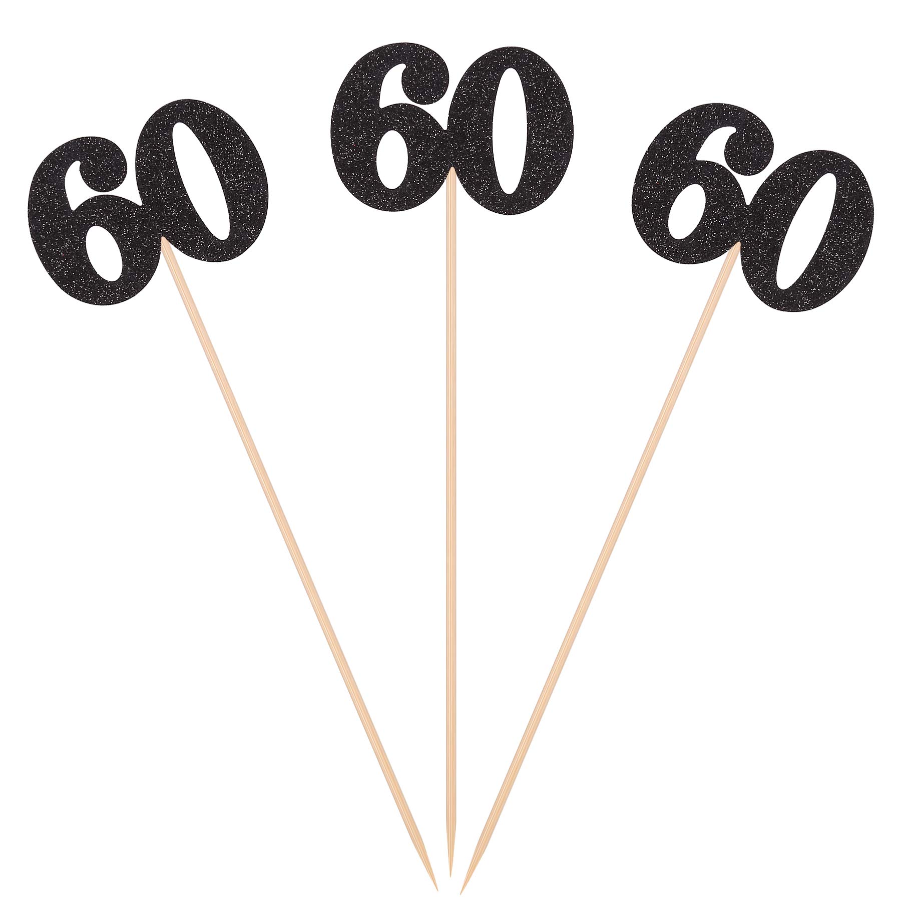 Amazon.com: Pack of 10 Black Glitter 60th Birthday Centerpiece Sticks ...
