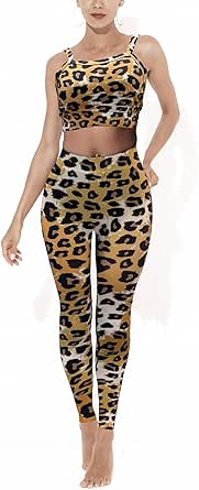 Amazon.com: Women's Leopard Print Workout Sets | 2-Piece Seamless Yoga ...