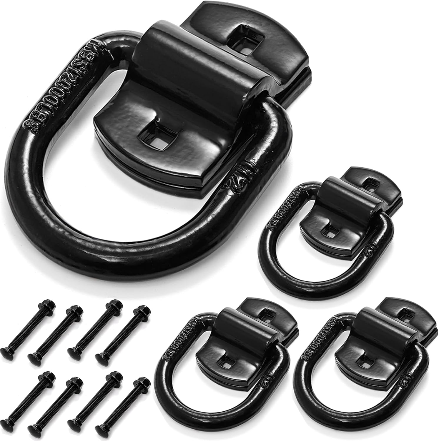 Amazon.com: Bekith 4 Pack 1/2" Heavy Duty Bolt-On Forged D Ring, Ultra Durable 12000Lbs Break ...