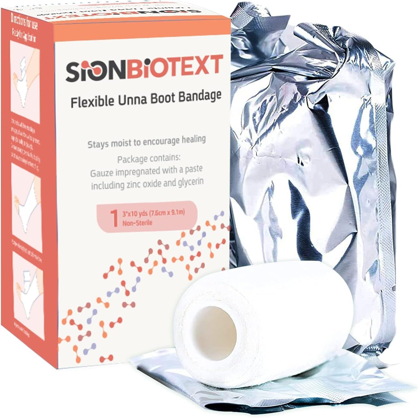 Amazon.com: Sion Biotext Unna Boot with Zinc Oxide, 3" x 30 ...