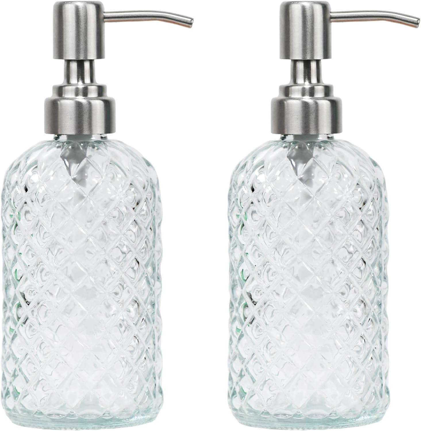 Amazon.com: SDlumeiy 16 oz Diamond Pattern Glass Soap Dispenser ...