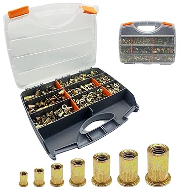 860pcs Rivet Nut Kit, SAE UNC Rivet Nuts Assortment Carbon Steel Flat ...
