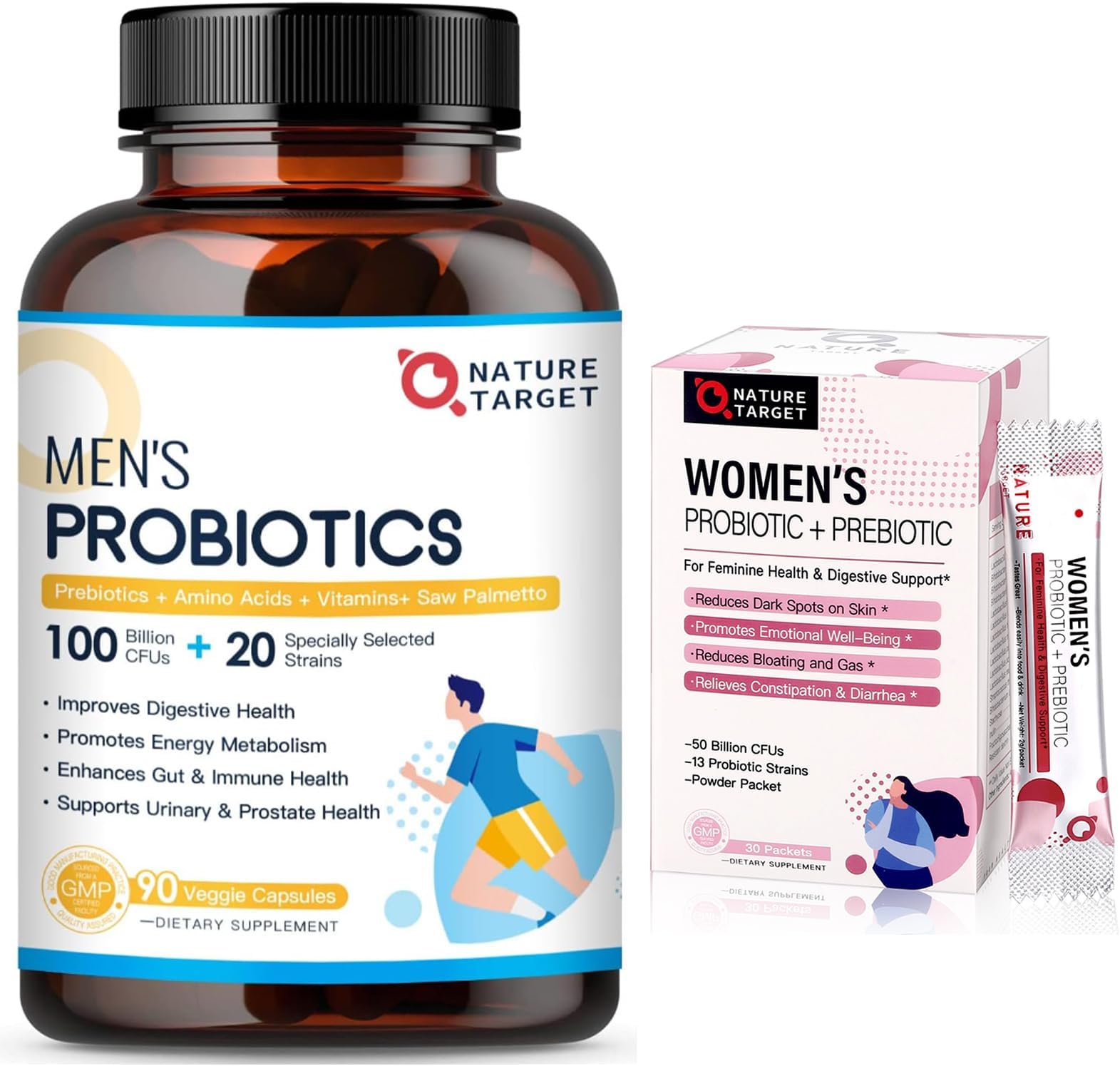 Amazon.com: NATURE TARGET Probiotics for Men 100 Billion CFUs ...