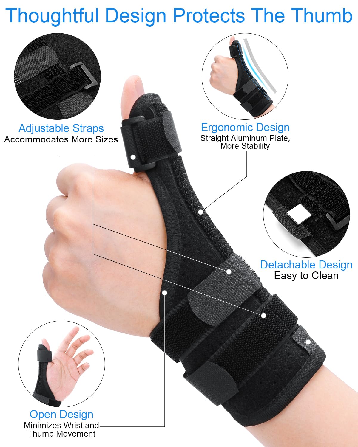 BLATOWN Férula de espica para el pulgar, soporte ajustable para pulgar ...