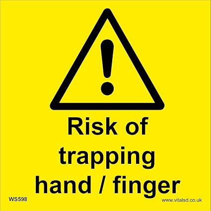 WS598 Warning Sign Risk of Trapping Hand Finger 250mm x 250mm 5MM Heavy ...