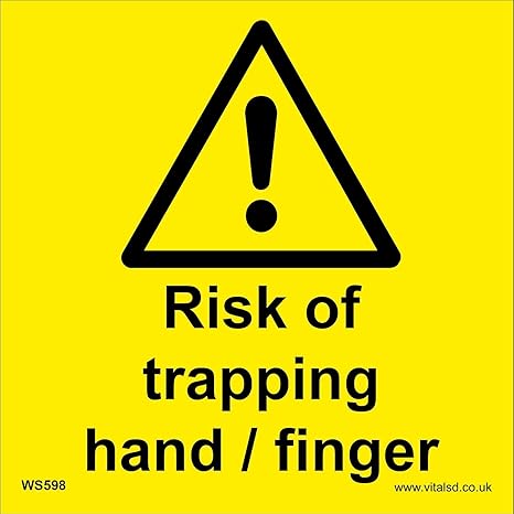 WS598 Warning Sign Risk of Trapping Hand Finger 250mm x 250mm 5MM Heavy ...