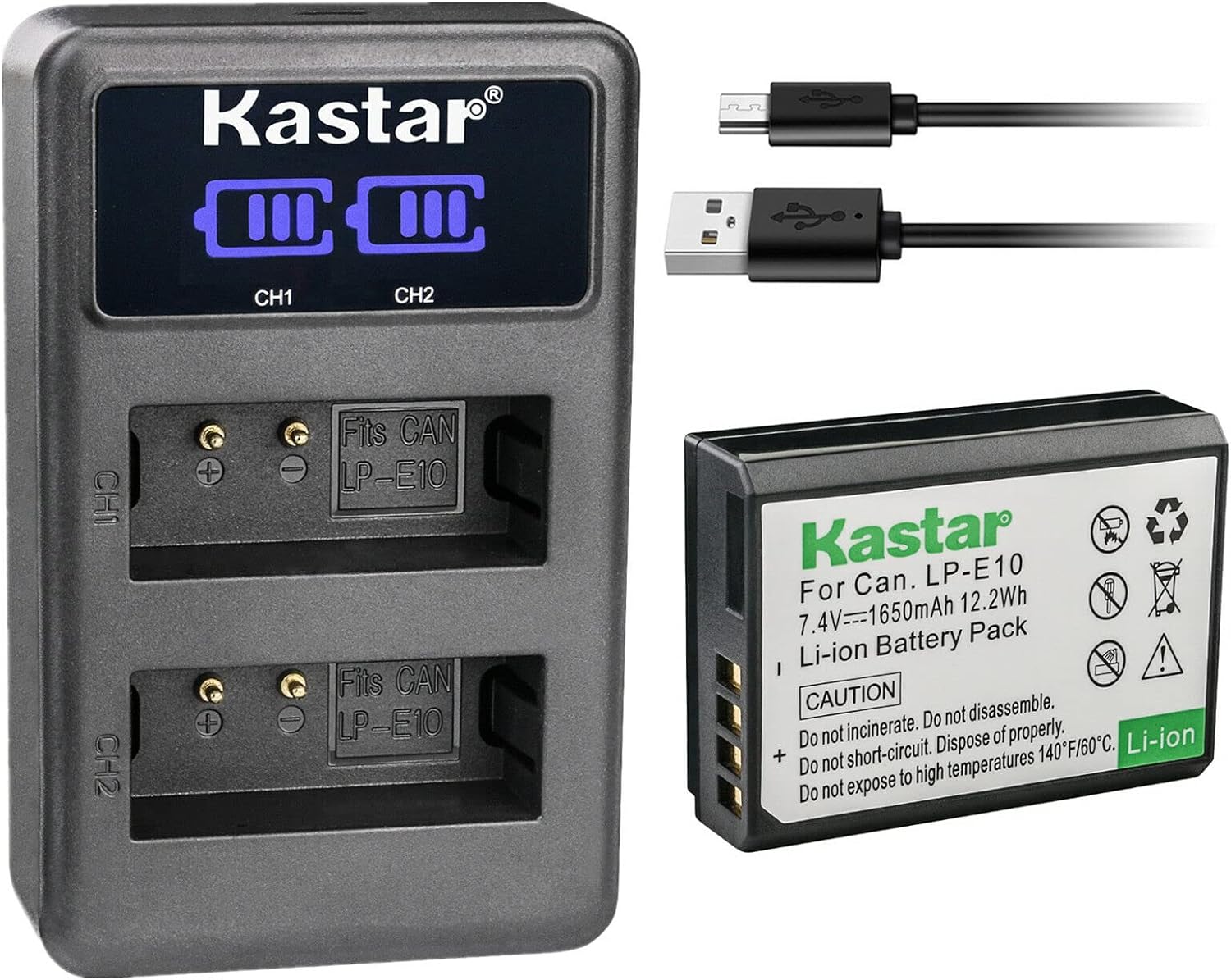 Amazon.com: Kastar 1-Pack LP-E10 Battery and LED2 USB Charger ...