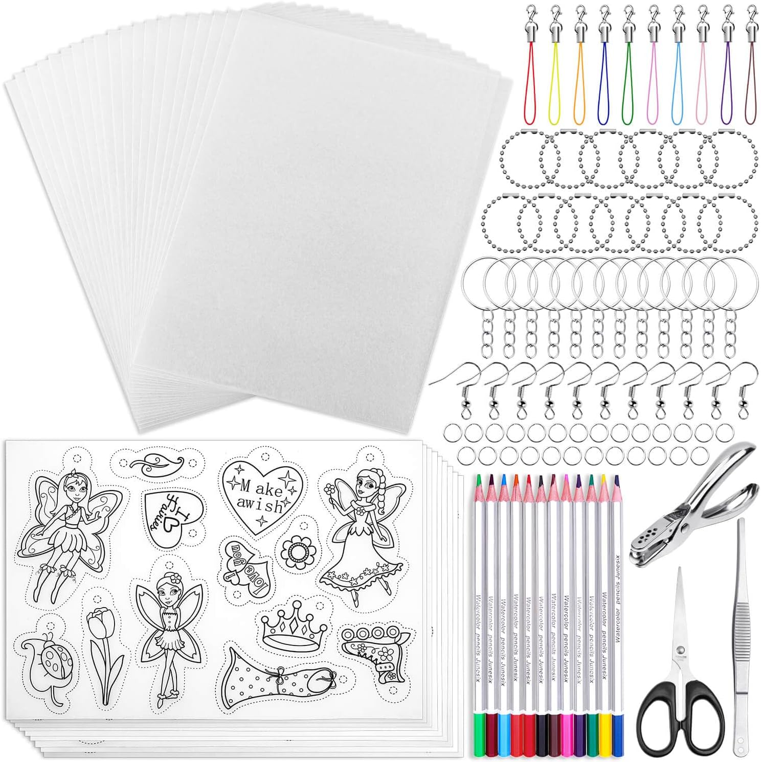 Amazon.com: shynek 205 Pieces Shrinky Art Keychain Kit, Include 20 Pcs ...