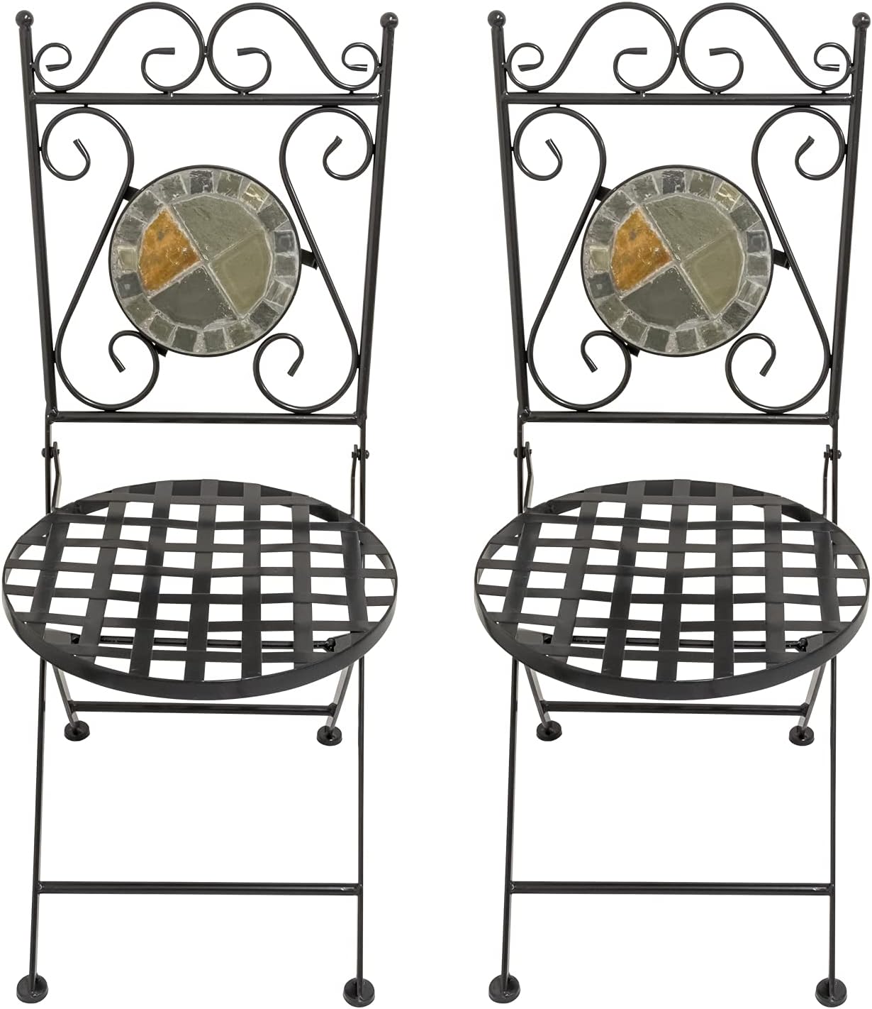 Woodside Set Of Two Decorative Mosaic Folding Garden Chairs Outdoor ...