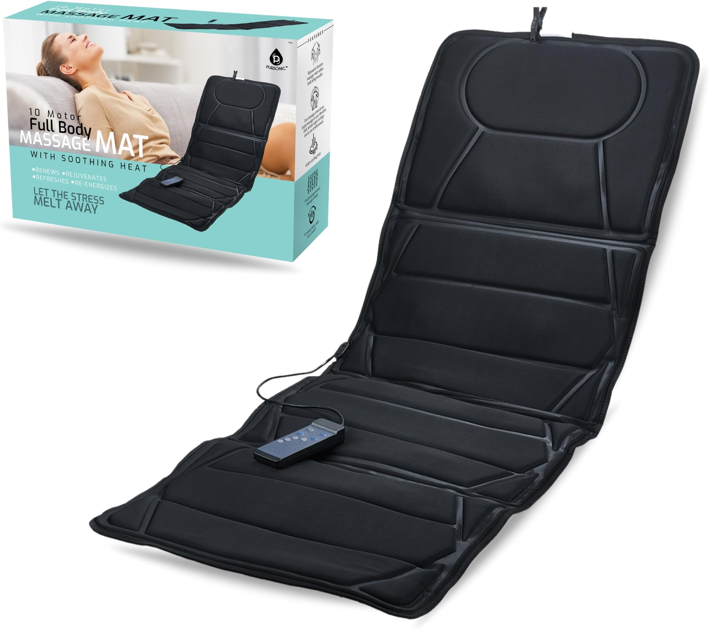 Amazon.com: Premium Heated Massage Pad with 10 Vibration Motors, 4 ...