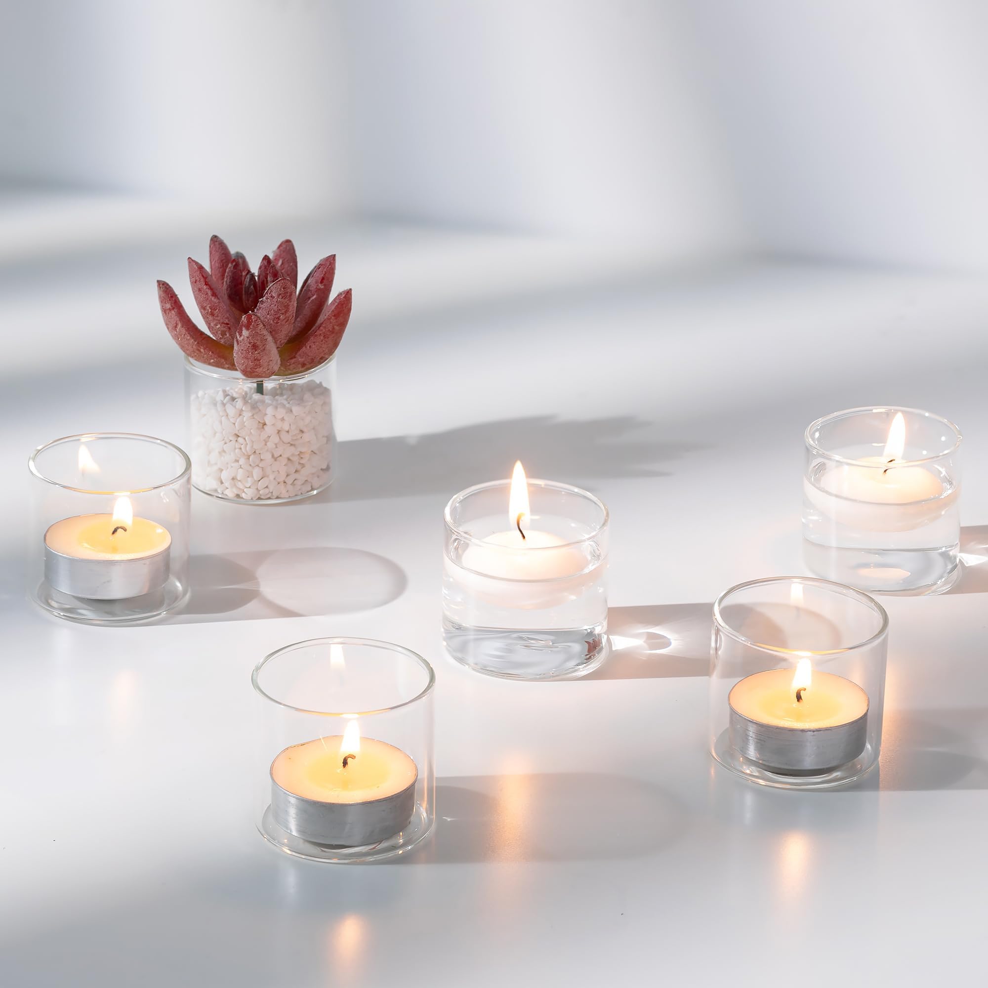 Amazon.com: UUYYEO 10 Pcs Clear Plastic Tea Light Candle Cups Holders ...