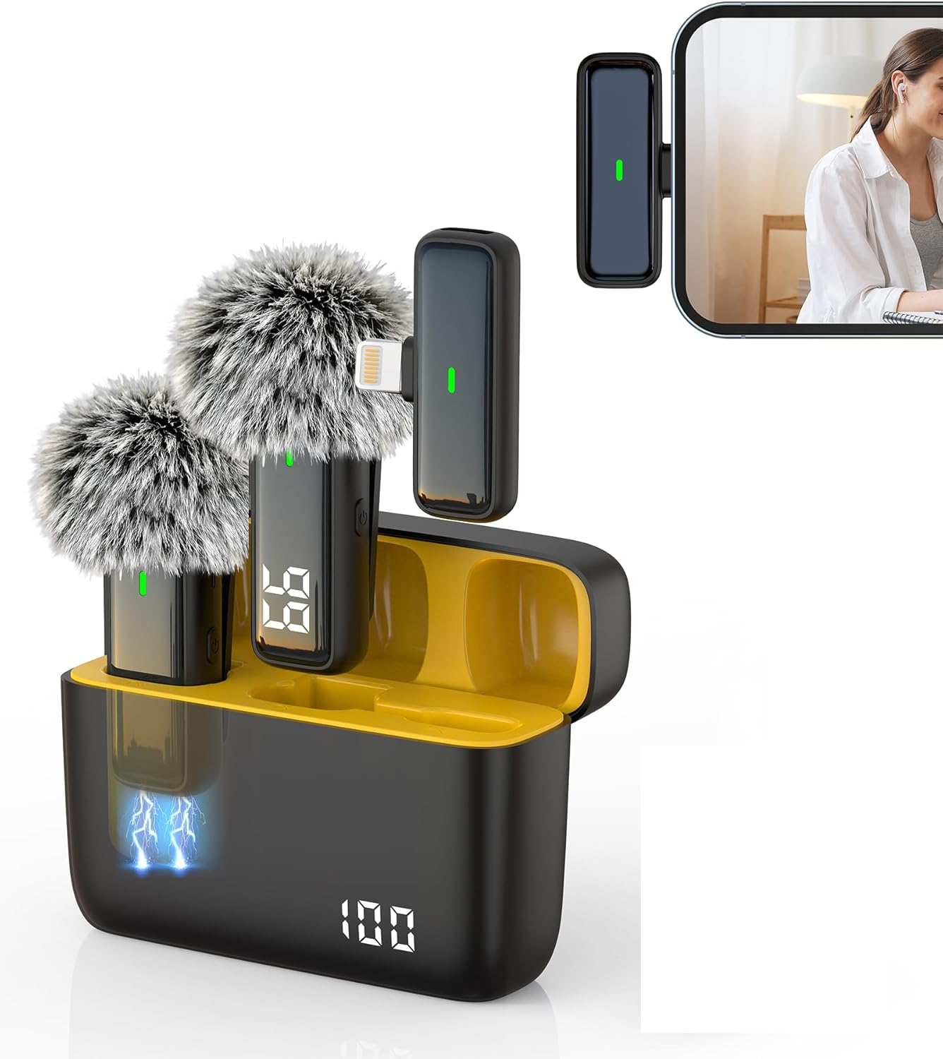 Amazon.com: NPTCL 2 Pack Wireless Lavalier Microphone for iPhone Lapel ...