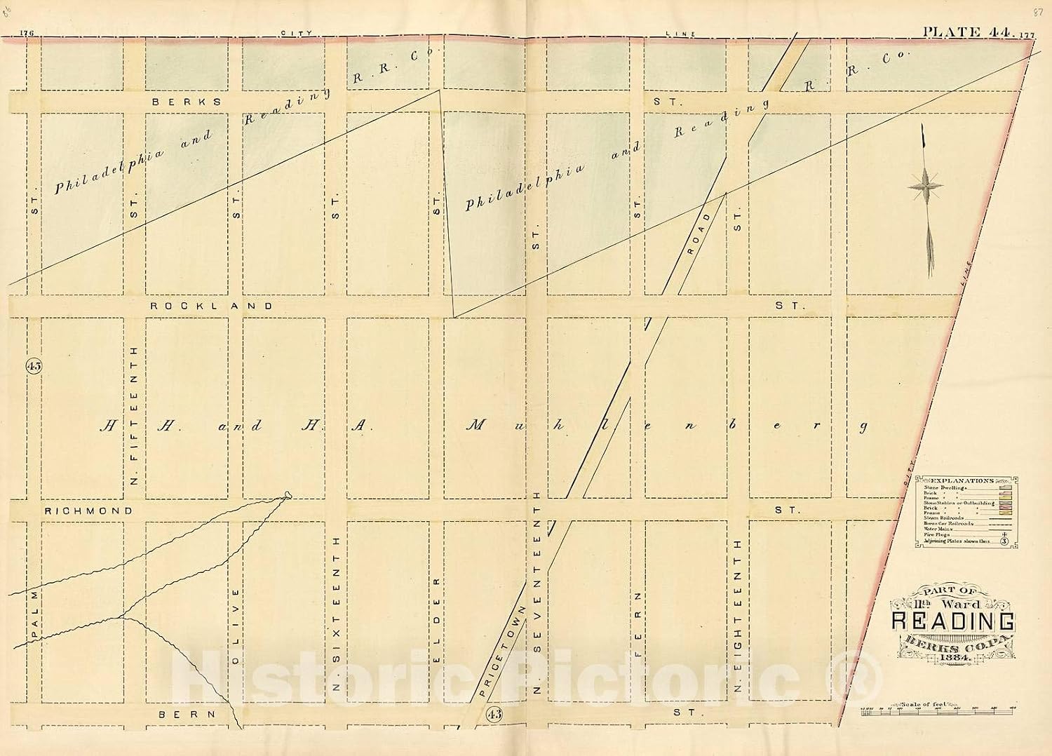 Amazon.com: Historic 1884 Wall Map - Property and Insurance Atlas of ...