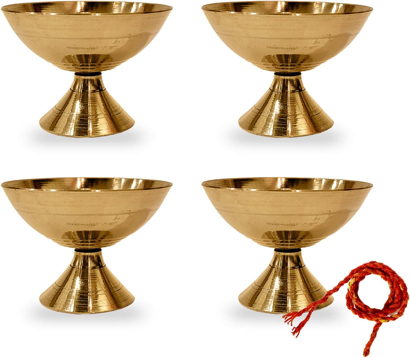 Craftsman SATVIK 4 Pc Pure Virgin Brass Diwali Puja Jyoti Diya Indian ...