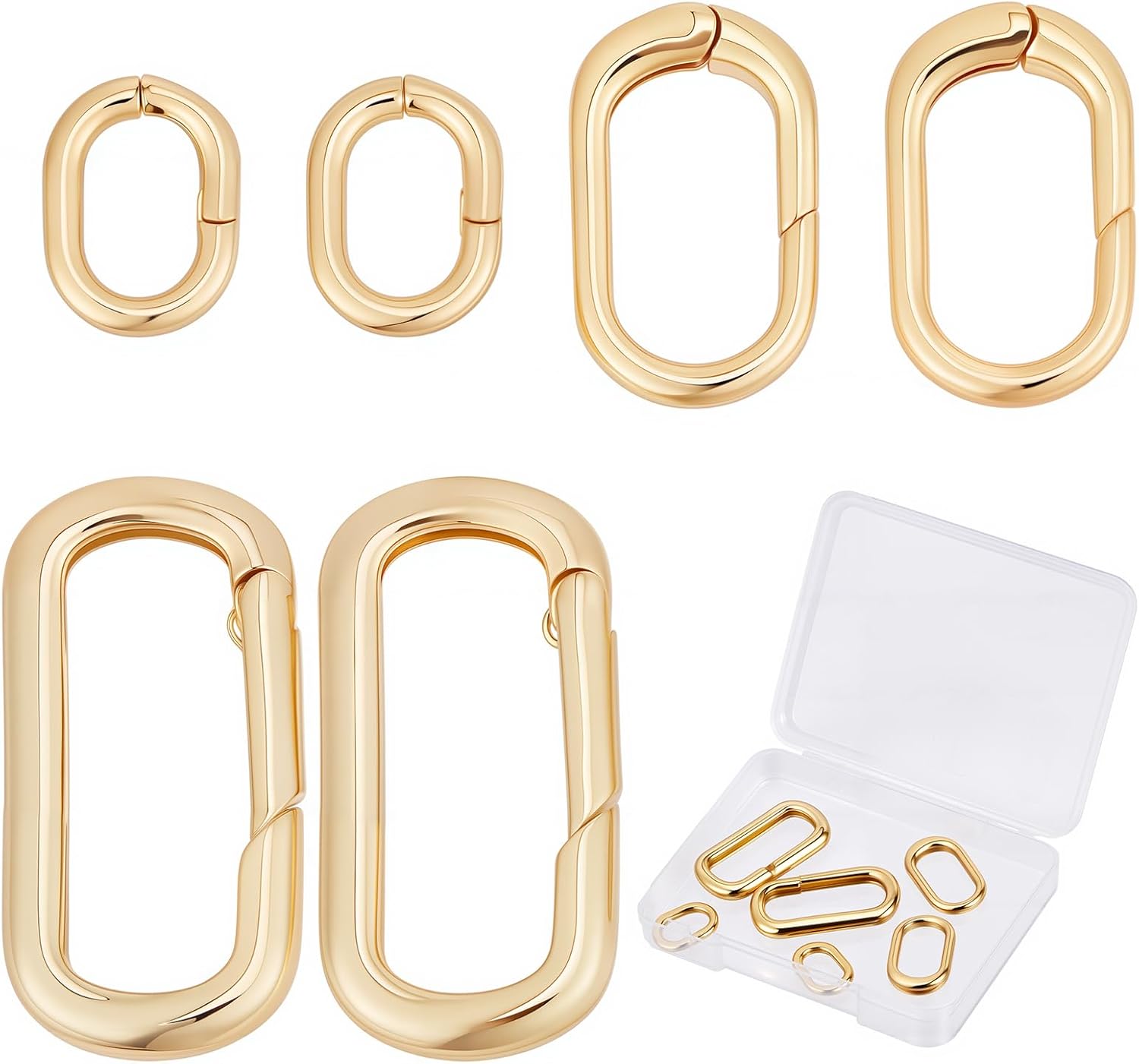 Amazon.com: SUNNYCLUE 1 Box 6Pcs 3 Sizes Brass Oval Key Rings Spring ...