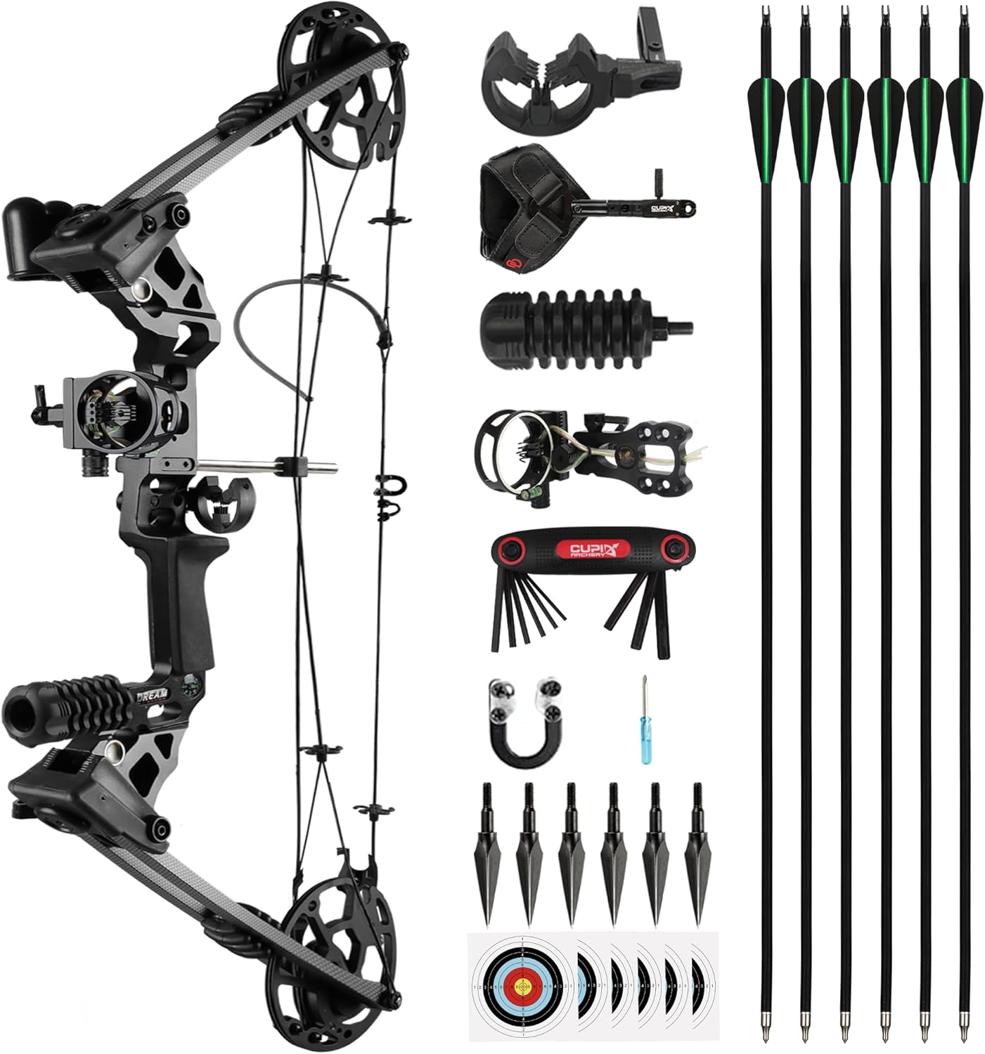 The7boX Compound Bow and Arrow Set 20-70 LBS Adjustable 320 Fps Speed ...